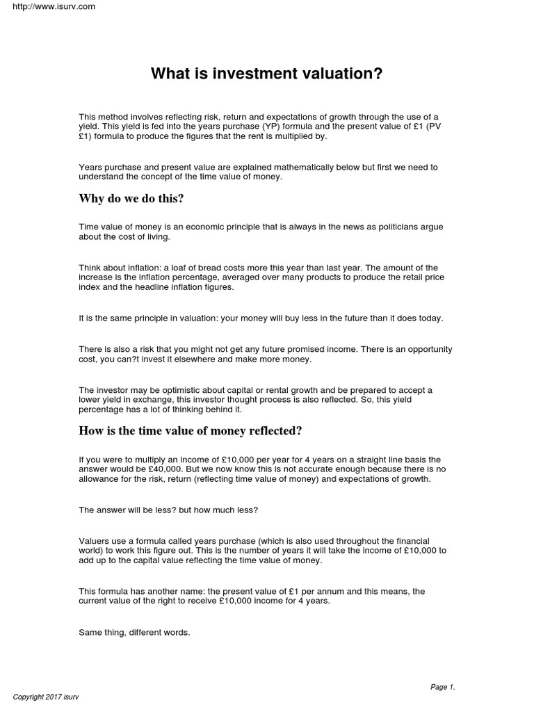 Traditional Method of Investment Valuation For Beginners | PDF | Yield ...
