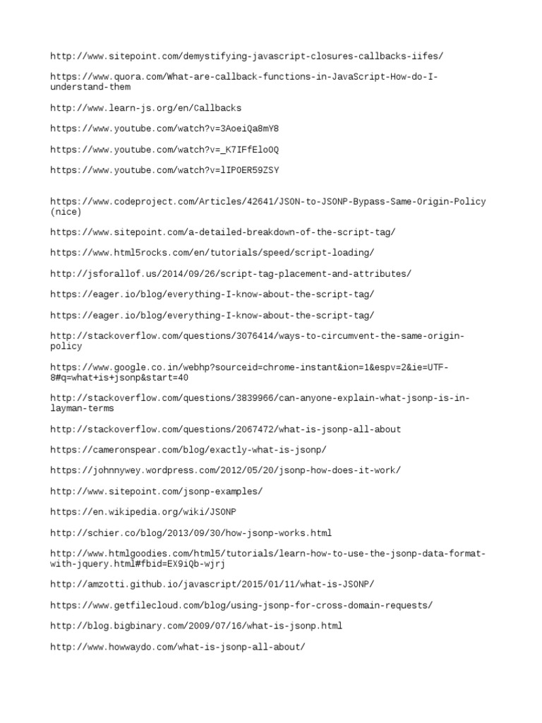 JavaScript Callbacks JSONP | PDF