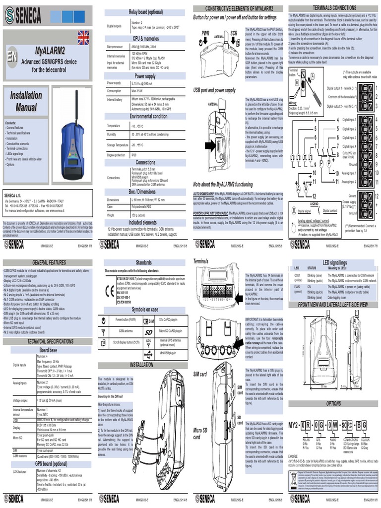 MY ALARM 2 UsermanualUK | PDF | Electrical Connector | Usb