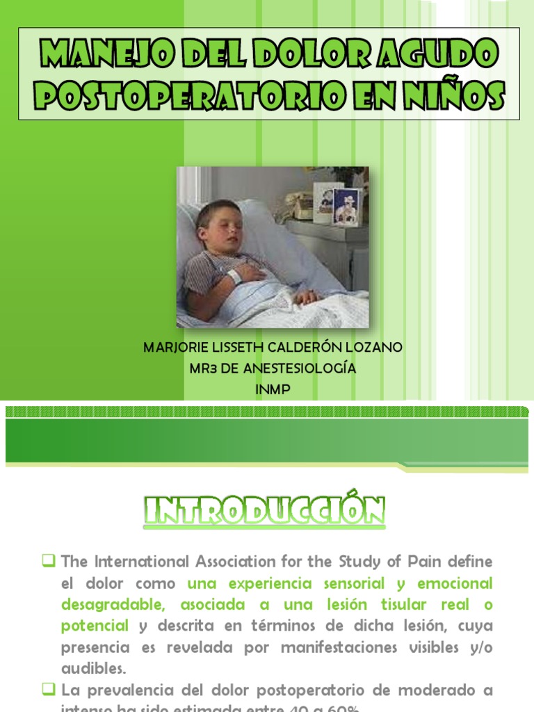 Manejo Del Dolor Postoperatorio | PDF | Dolor | Medicina