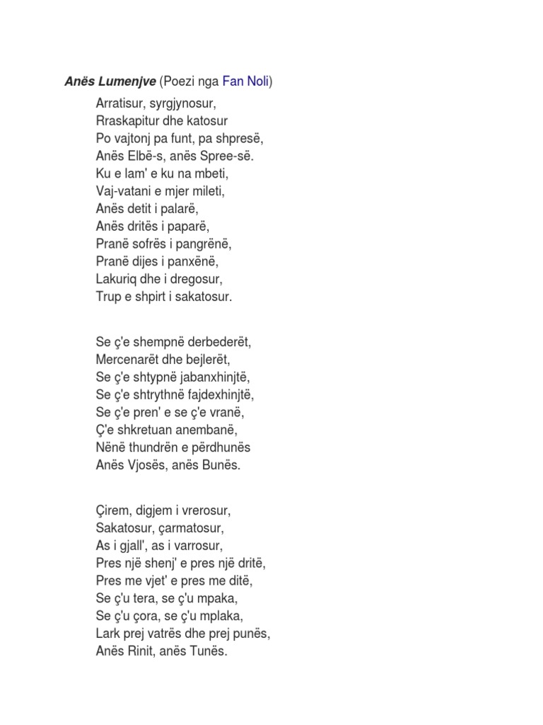Anës Lumenjve - Fan S. Noli | PDF