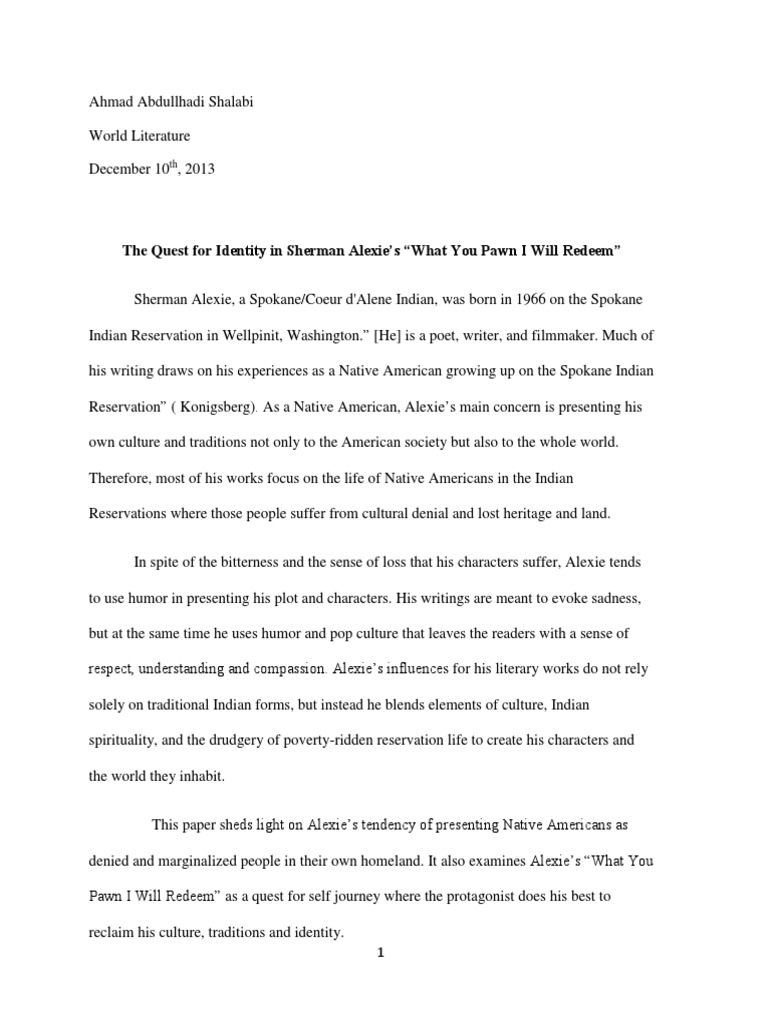 The Quest For Identity in Sherman Alexie | PDF | Native Americans In ...