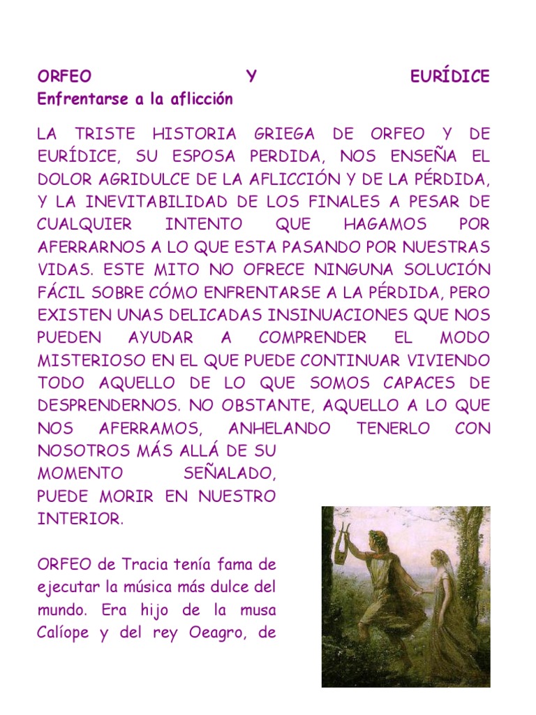 Orfeo y Eurídice | PDF | Orfeo | infierno