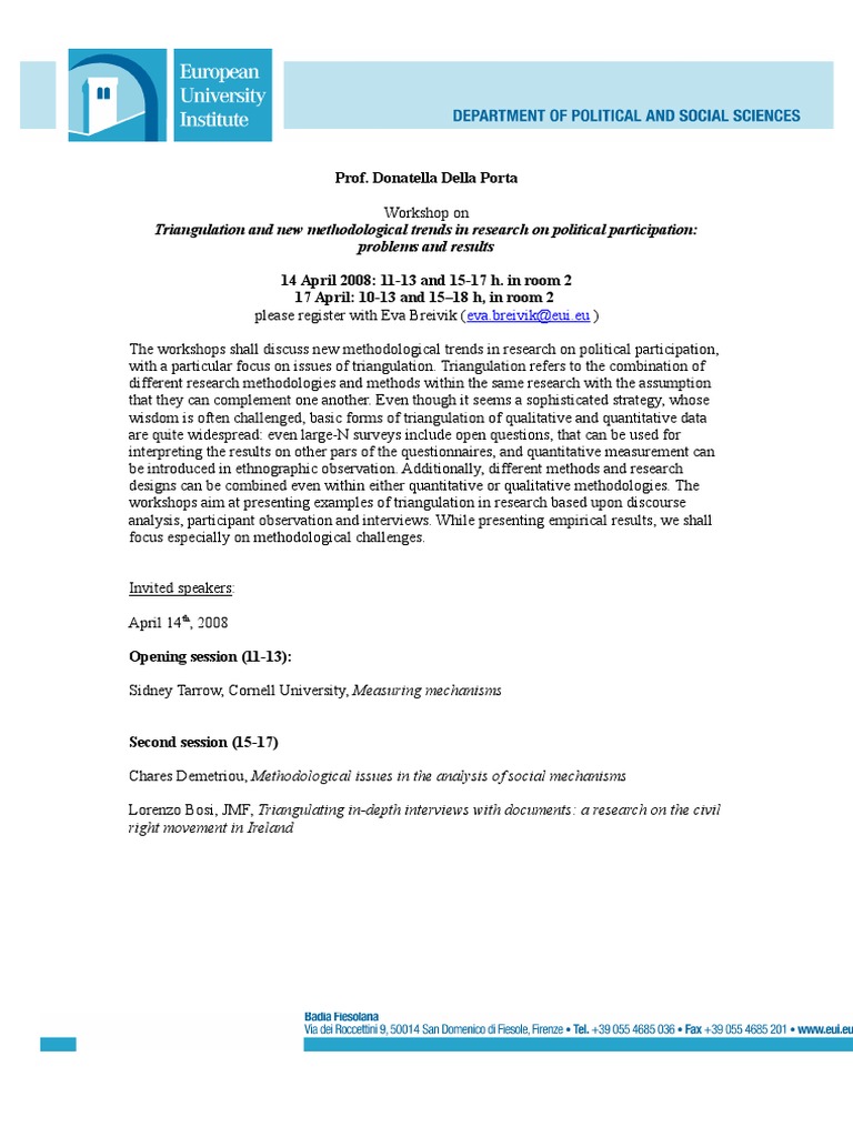 Workshop08 Triangulation | PDF | Social Science Methodology ...