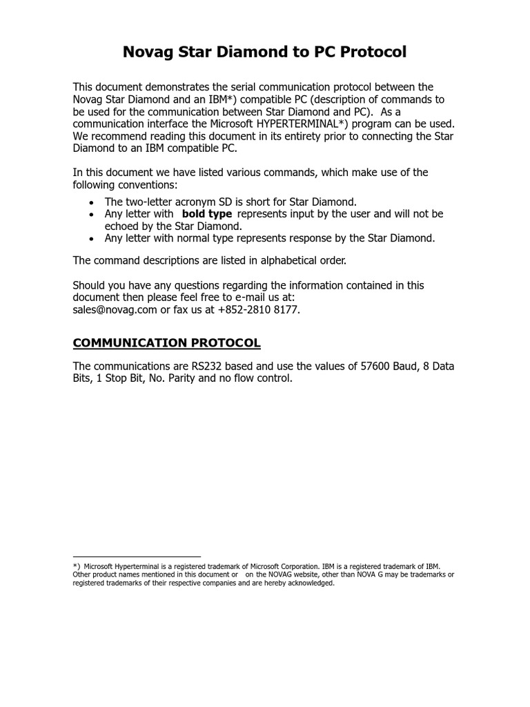 Novag Star Diamond PC Protocol Guide | PDF | Computing | Computing And ...
