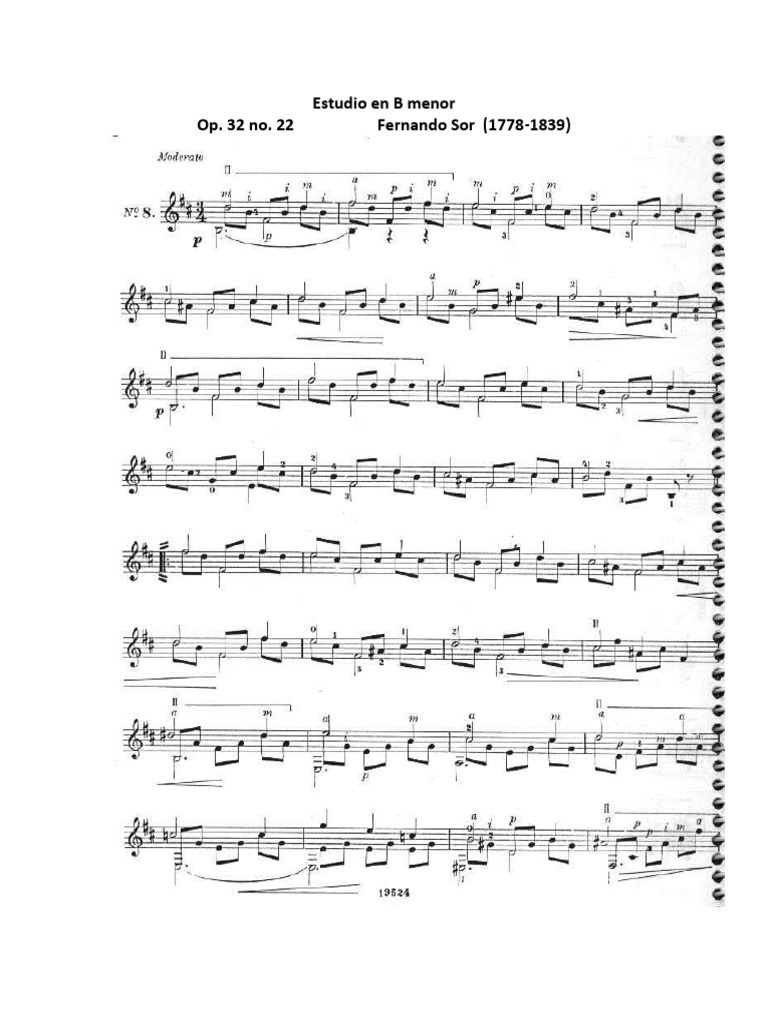 Estudio en B menor de Fernando Sor | PDF