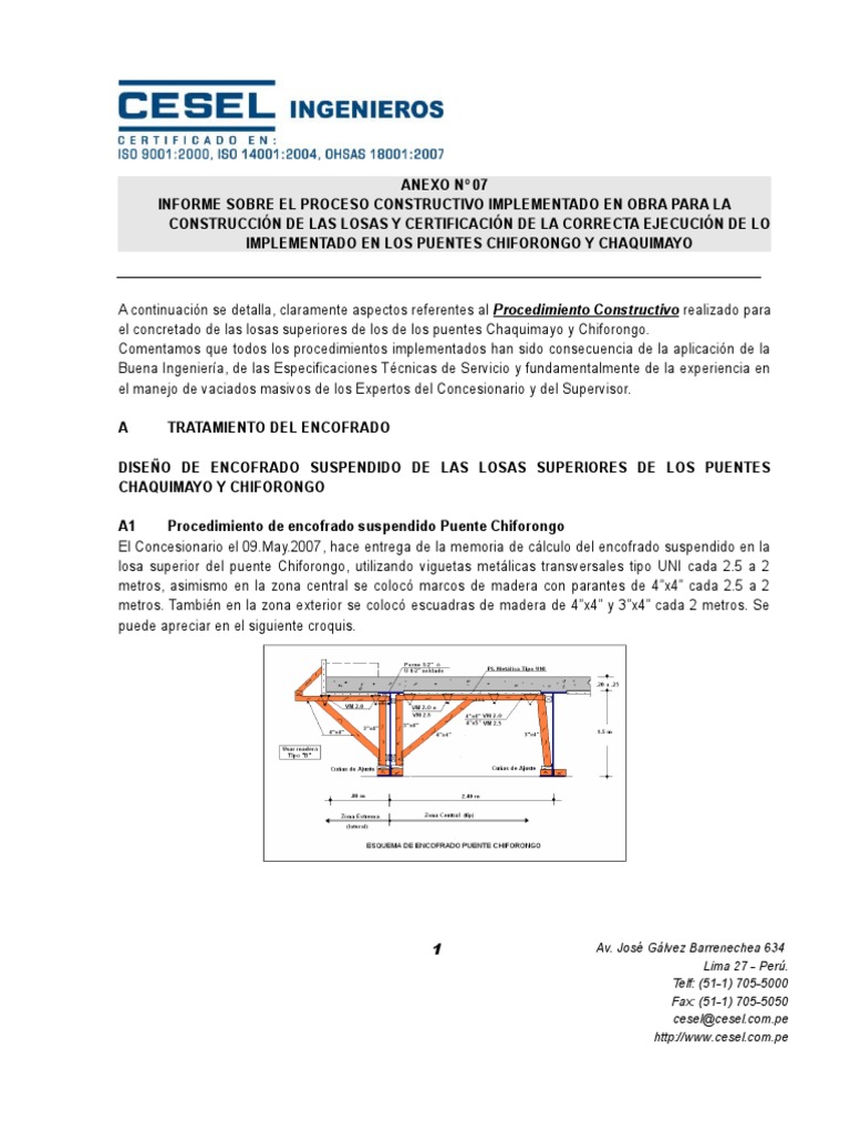 Anexo #07 Informe Del Proceso Constructivo para La Construcción de Las LOsas de Los P Chaq y ...