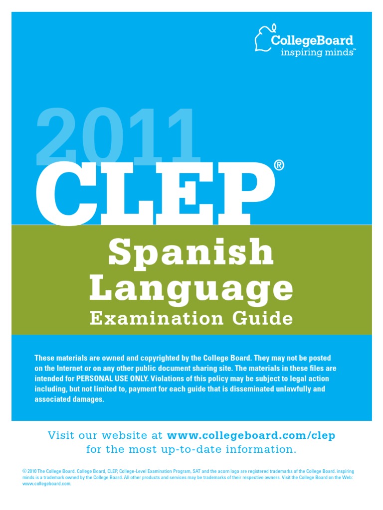 2011 CLEP Spanish Language Examination Guide | PDF | College Level ...