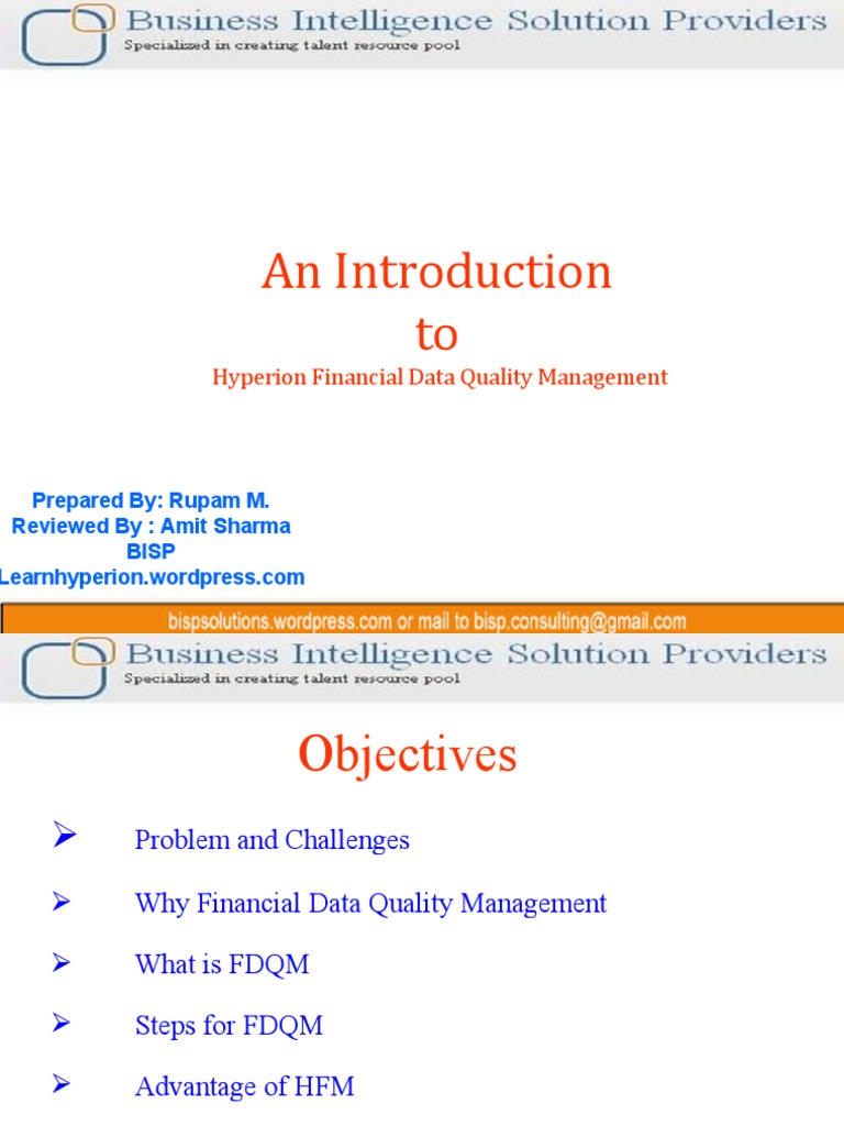 An Introduction To: Hyperion Financial Data Quality Management | PDF | Data Quality | Business ...