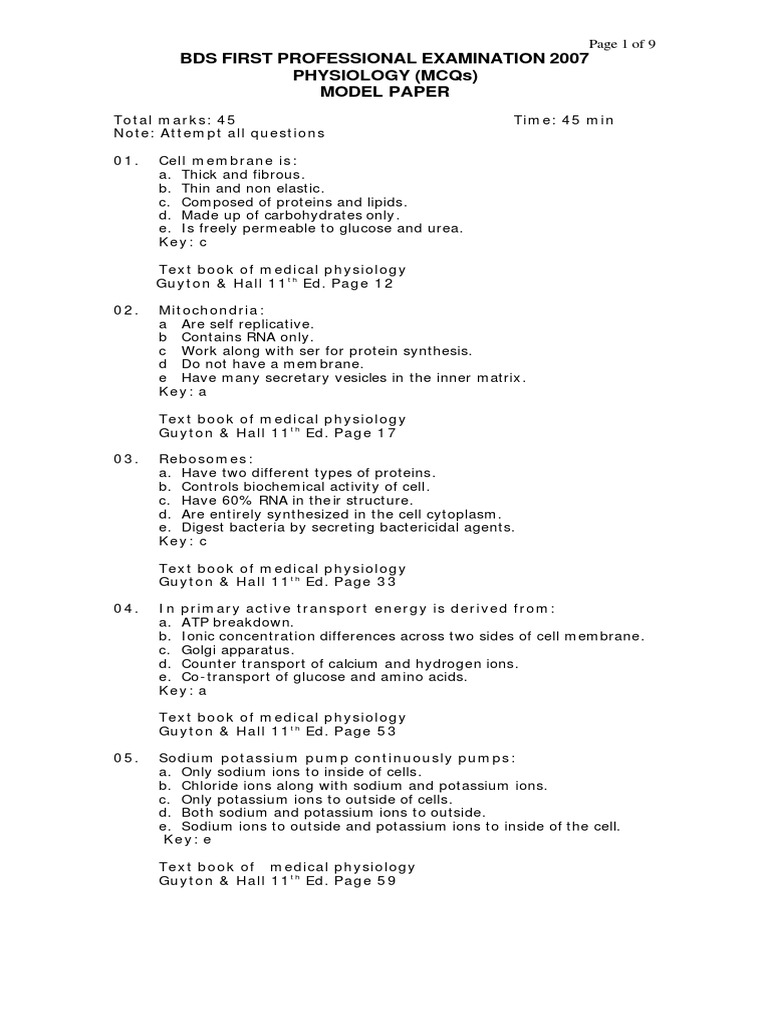 Physiology I Mcq Pdf Pdf Business