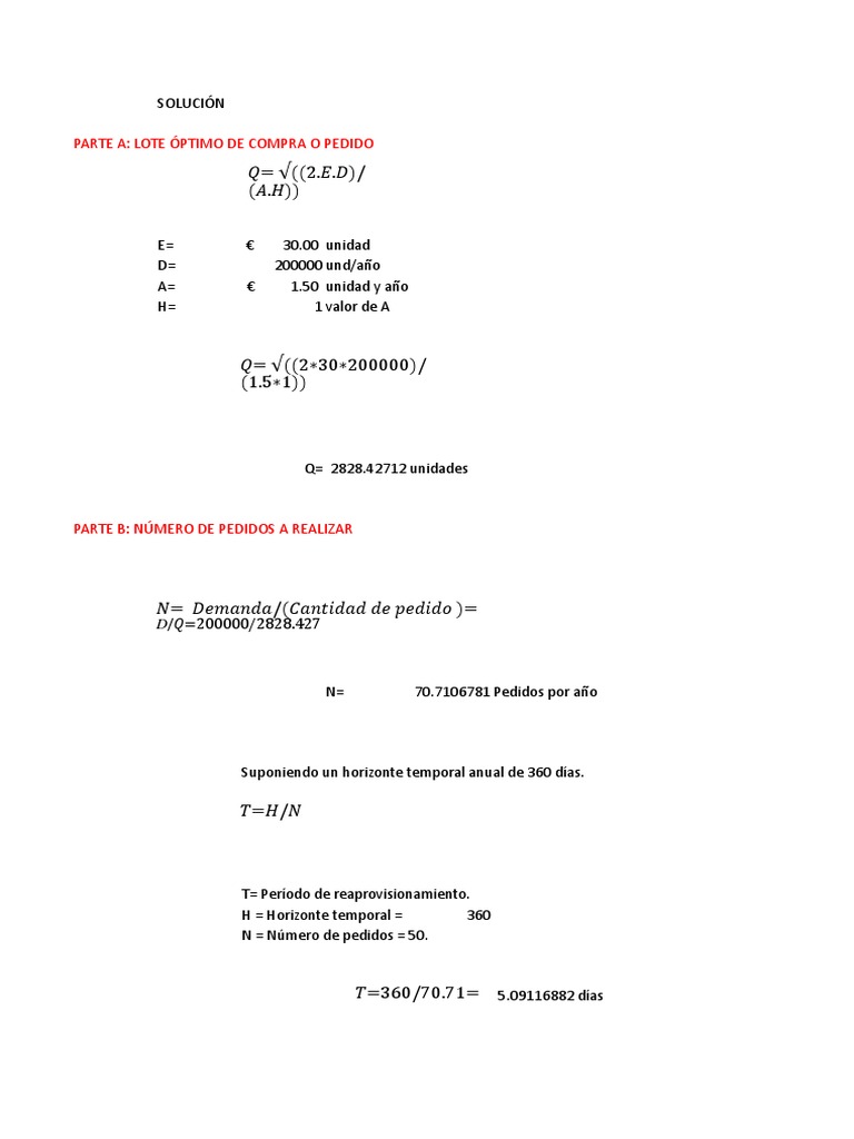 Ejemplo Lote Óptimo de Compra | PDF | Inventario | Economias