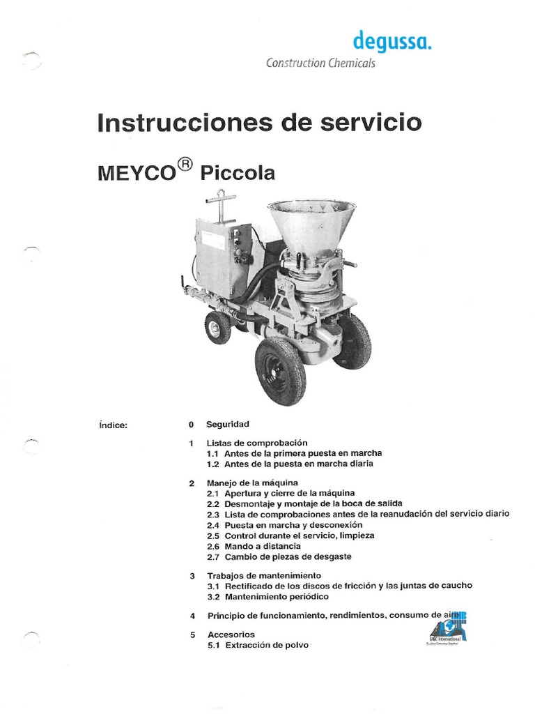 Instrucciones de Servicio - Meyco Piccola | PDF