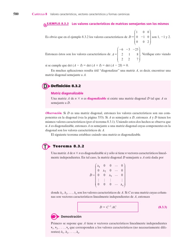 Matriz Diagonalizable | PDF | Matriz (Matemáticas) | Valores propios y ...