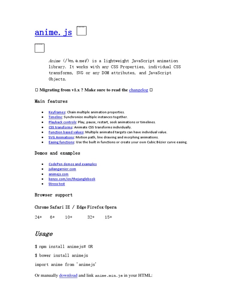 Animejs | PDF | Parameter (Computer Programming) | Cascading Style Sheets