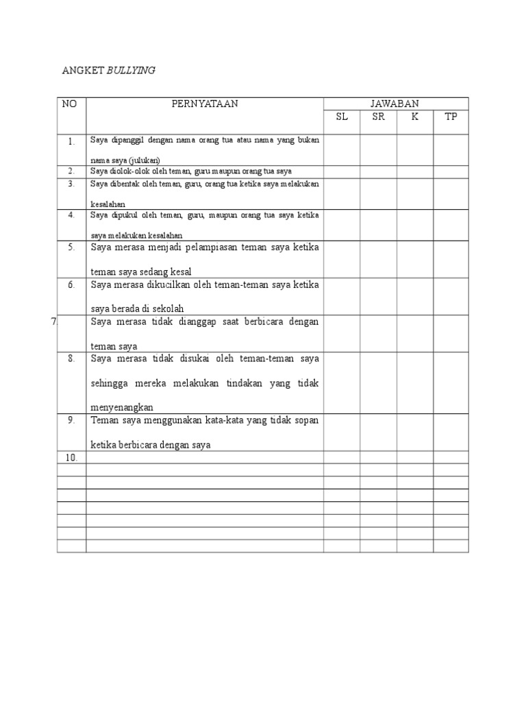 Angket Bullying | PDF