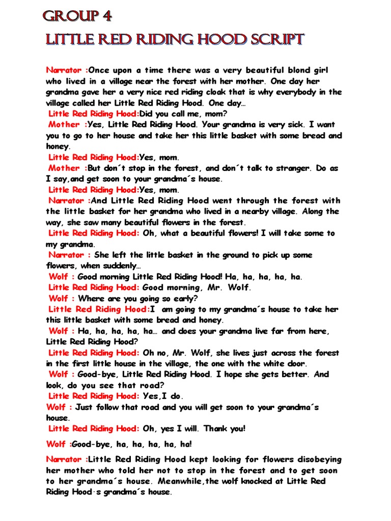 Little Red Riding Hood Script | PDF | Little Red Riding Hood | Leisure