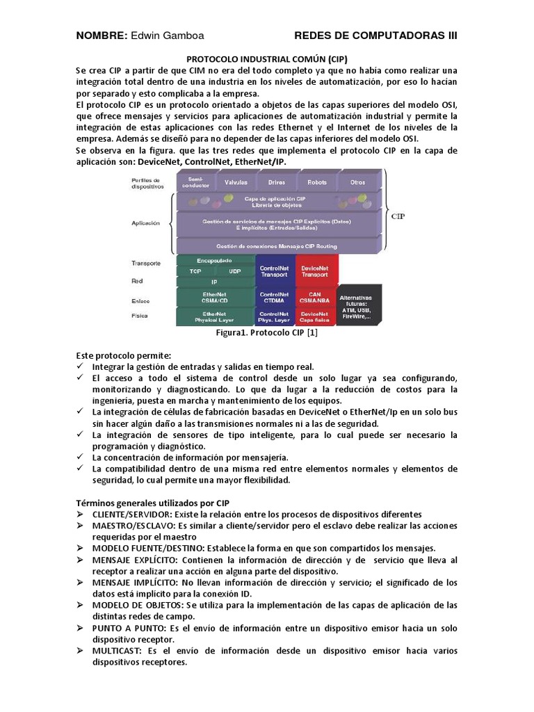 CIP | PDF | Protocolos de comunicaciones | Modelo osi