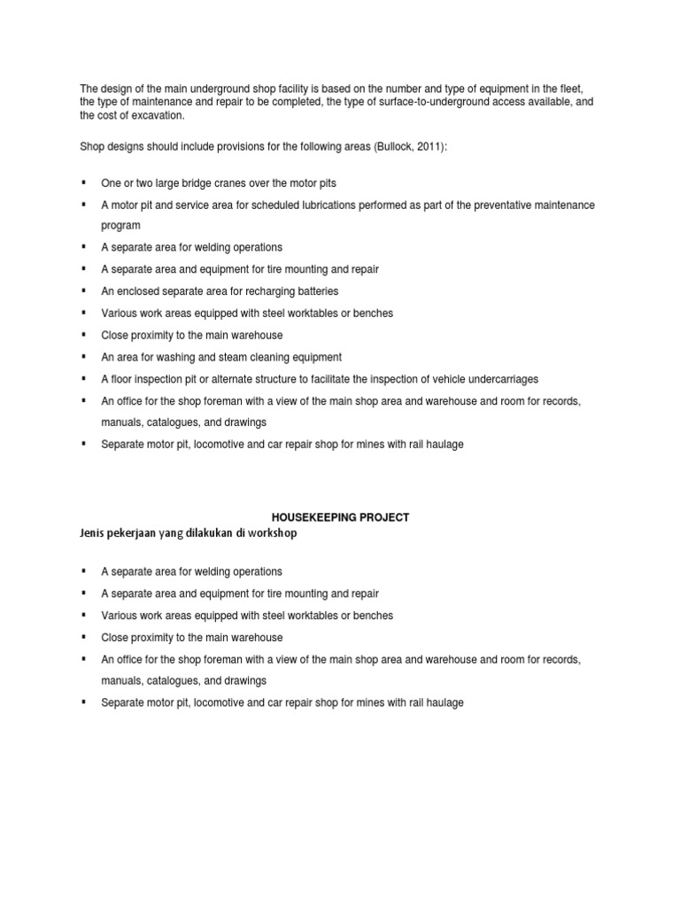 Design Considerations for an Effective Underground Mining Equipment Maintenance Facility | PDF