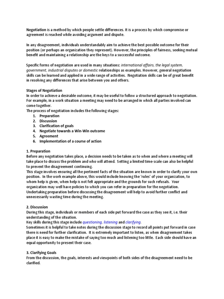 Principles and Techniques of Negotiation | PDF | Negotiation | Attitude ...