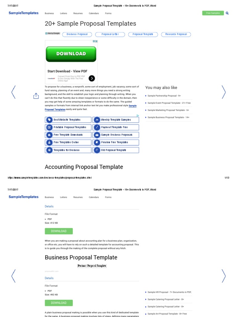 Sample Proposal Template - 19+ Documents in PDF, Word PDF | PDF | File ...