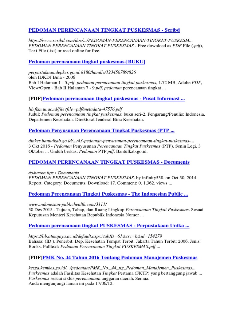 Link PTP Puskesmas | PDF