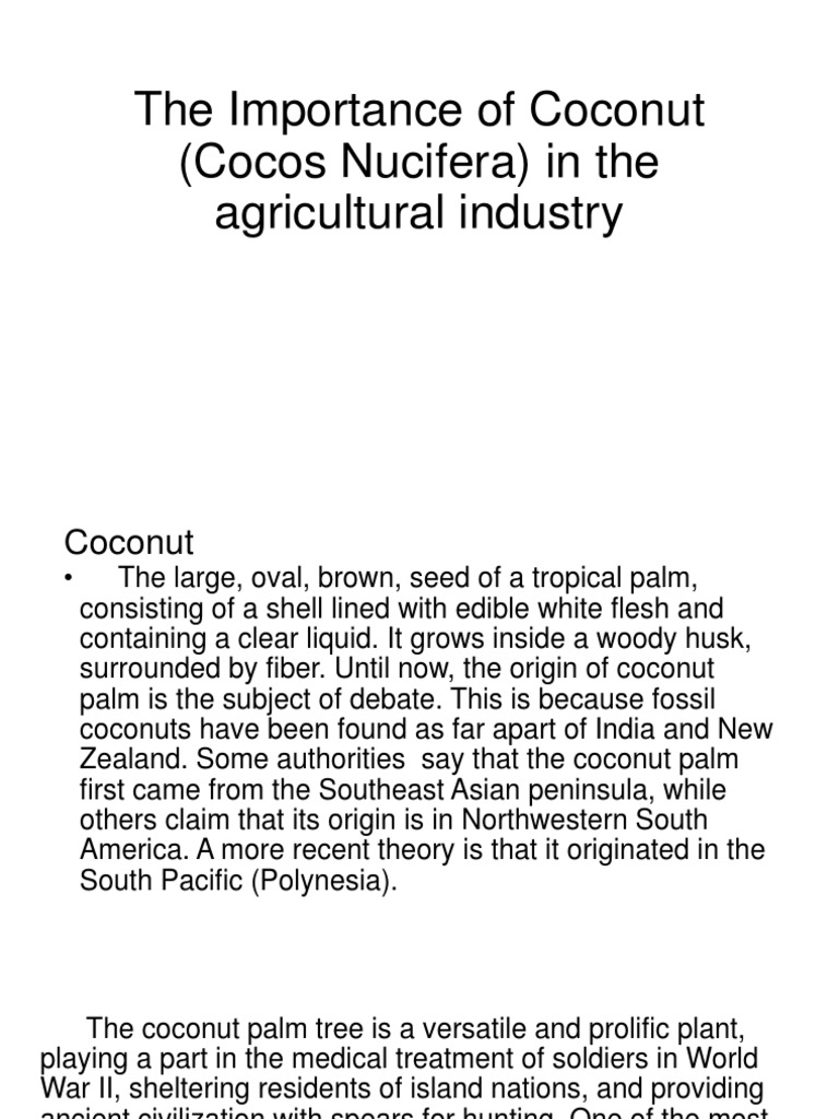 The Importance of Coconut (Cocos Nucifera) | PDF | Coconut | Foods