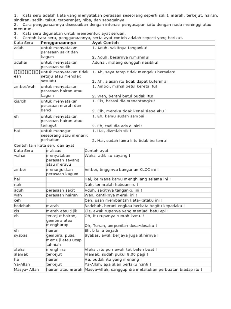 Nota Kata Seru | PDF | Seni & Disiplin Bahasa | Kajian Bahasa Asing
