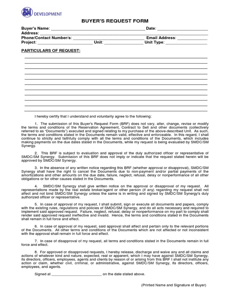 Buyers' Request Form.pdf | Contractual Term | Notary Public | Free 30 ...