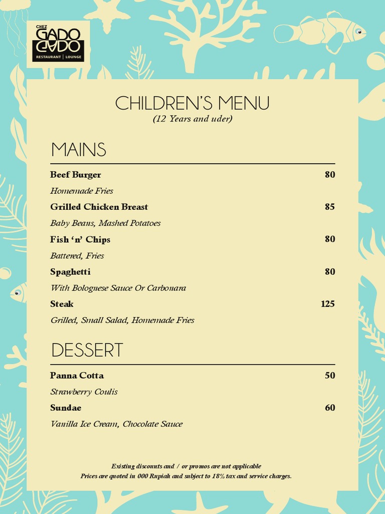 Childrens Menu 10pcs | PDF