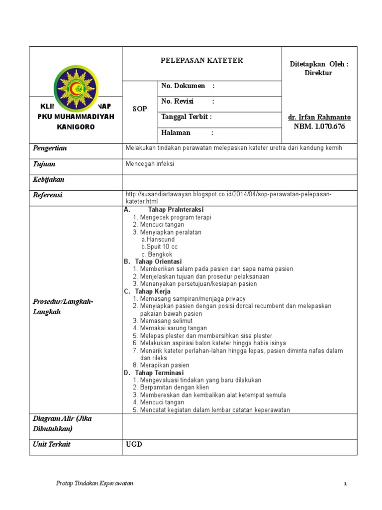 Sop Pelepasan Kateter | PDF