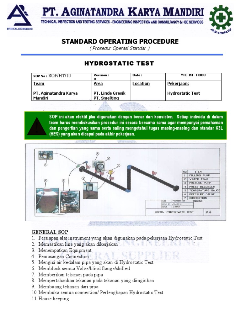 SOP Hydrostatic Test | PDF