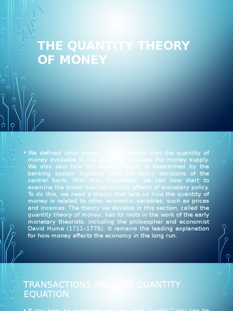 The Quantity Theory of Money | PDF | Quantity Theory Of Money | Money ...
