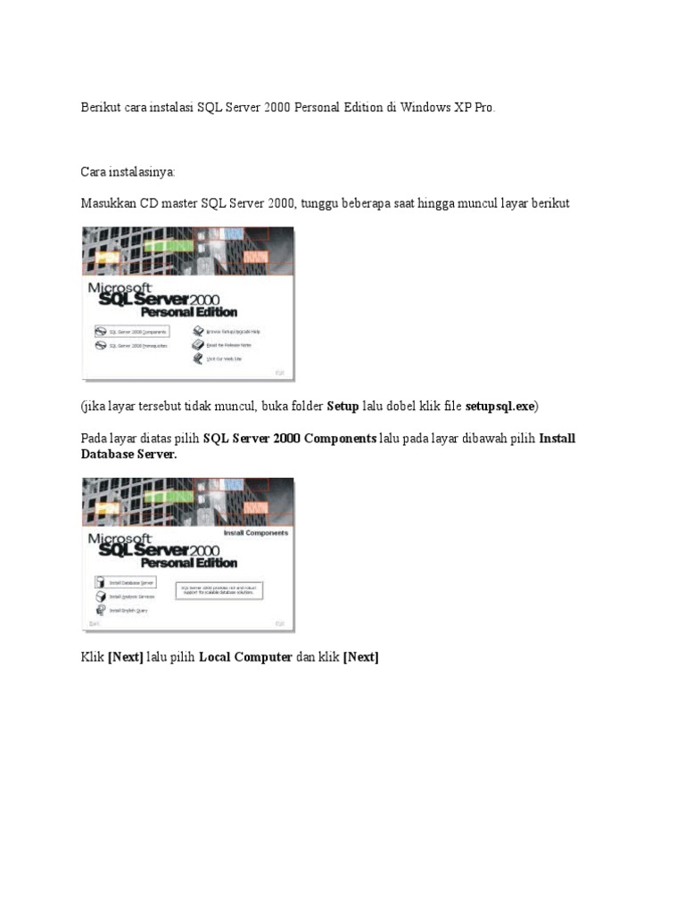 Cara Instalasi SQL Server 2000 | PDF