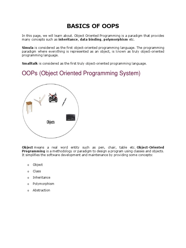 Oops (Object Oriented Programming System) | PDF | Object Oriented Programming | Object (Computer ...