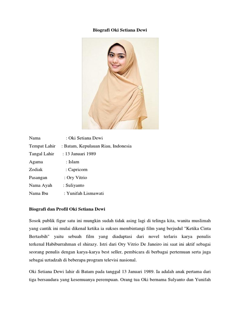 Biografi Oki Setiana Dewi | PDF