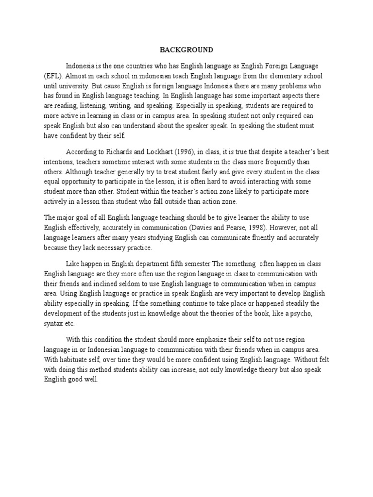 background.docx | English As A Second Or Foreign Language | Foreign ...