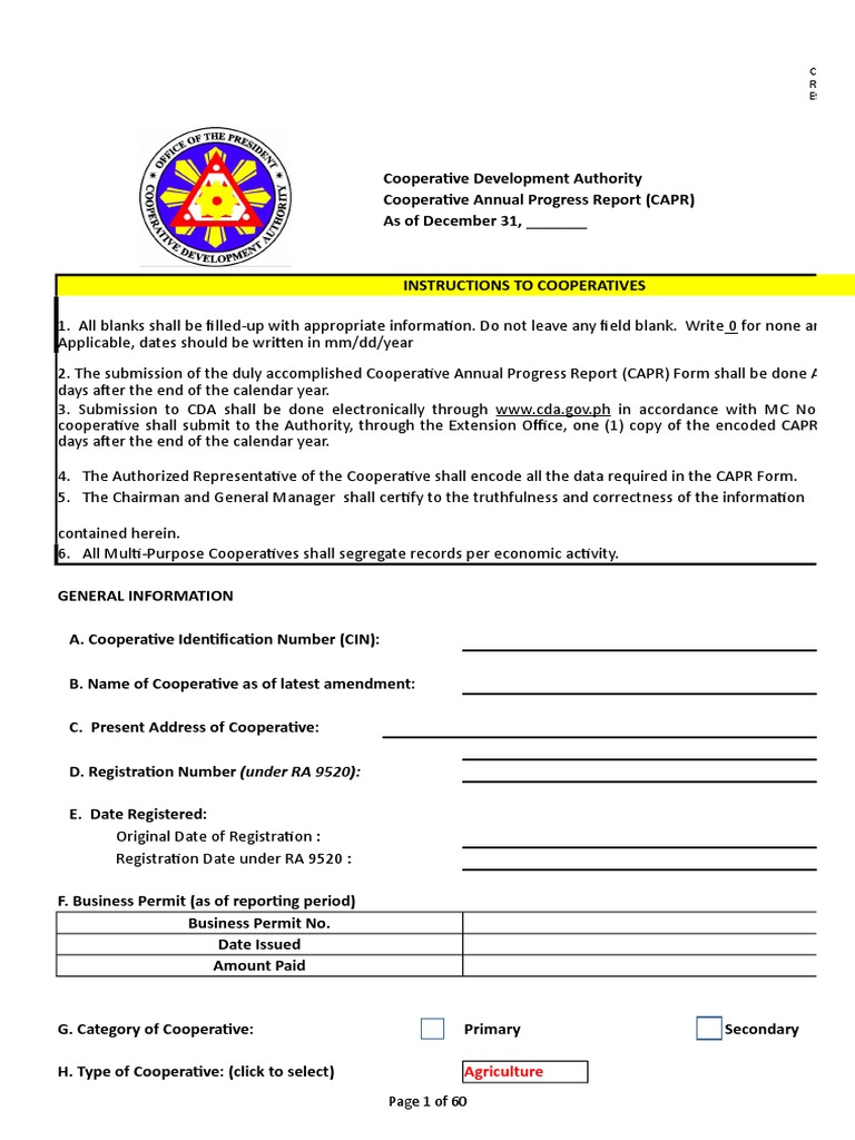 Cda Seu FR 003 CAPR Rev5 | PDF | Cooperative | Withholding Tax