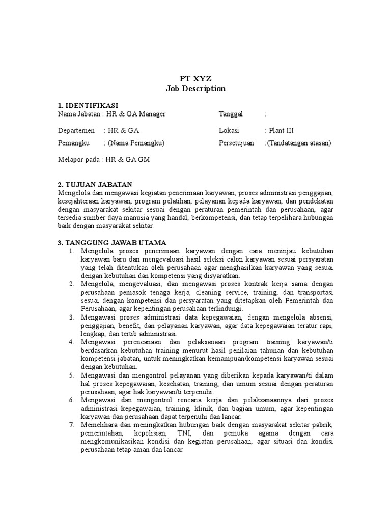 Lampiran 2.1. Contoh Job Description | PDF