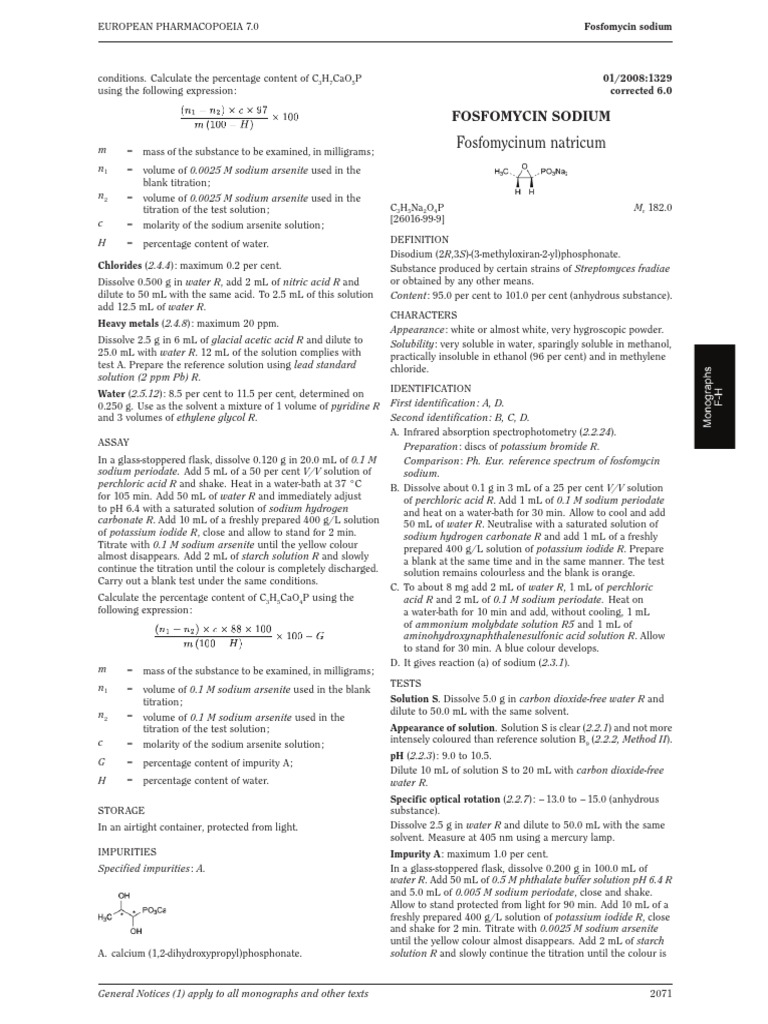 Fosfomycin EP | PDF | Solution | Solubility