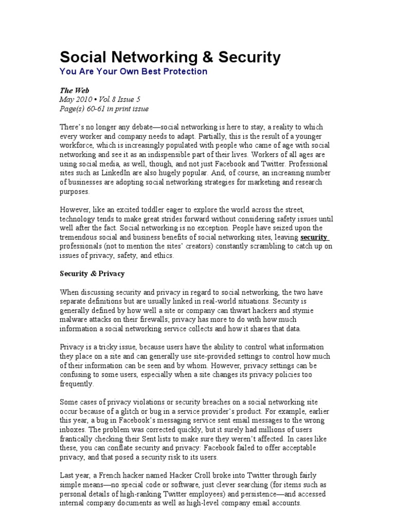 Social Networking & Security | PDF | Social Networking Service ...