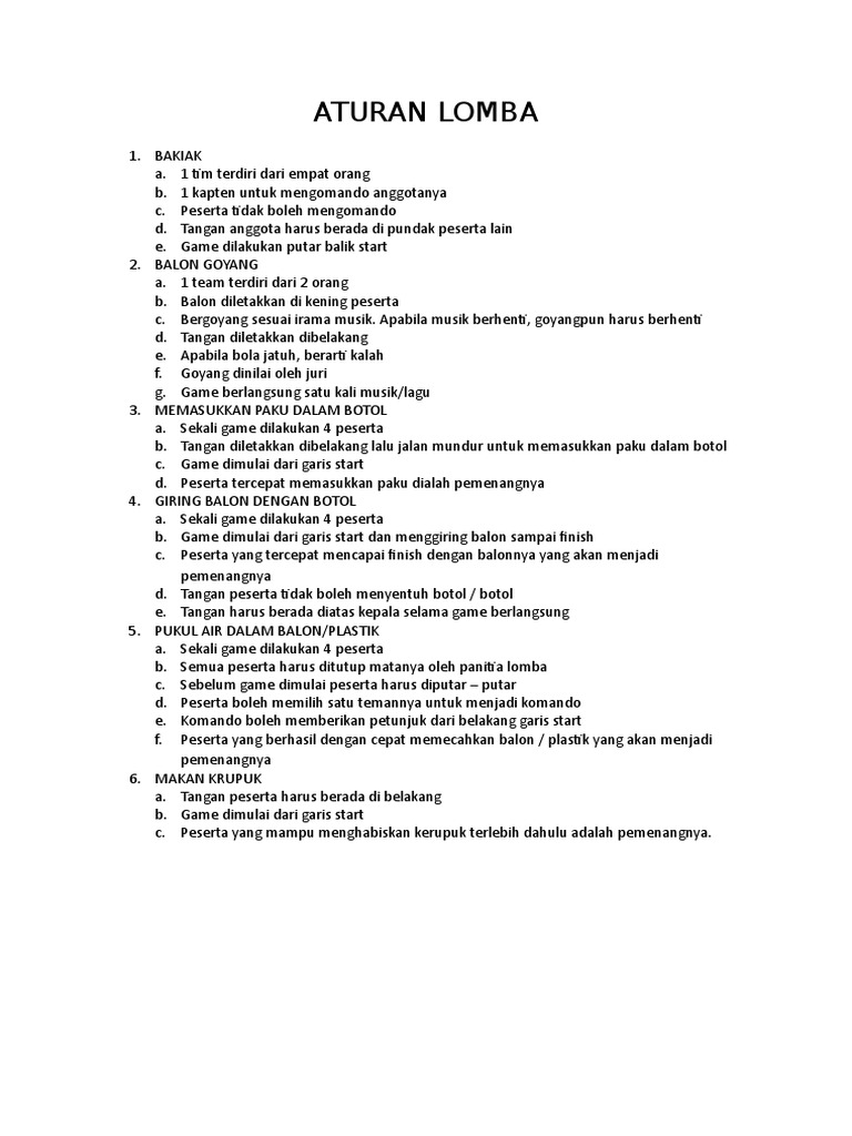 Aturan Lomba | PDF
