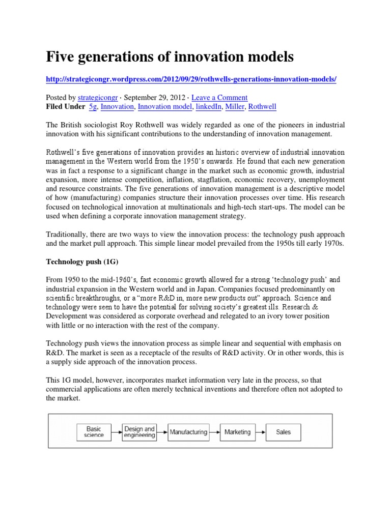 Five Generations of Innovation Models | PDF | Innovation | Business Process