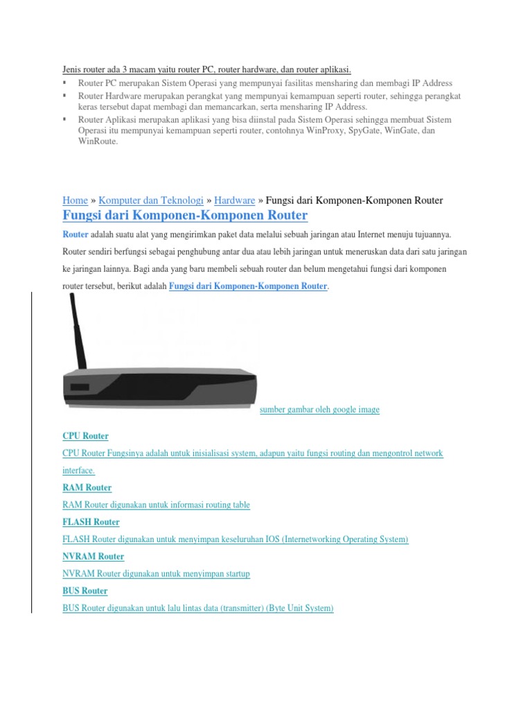 Jenis Router Ada 3 Macam Yaitu Router PC | PDF | Komputer