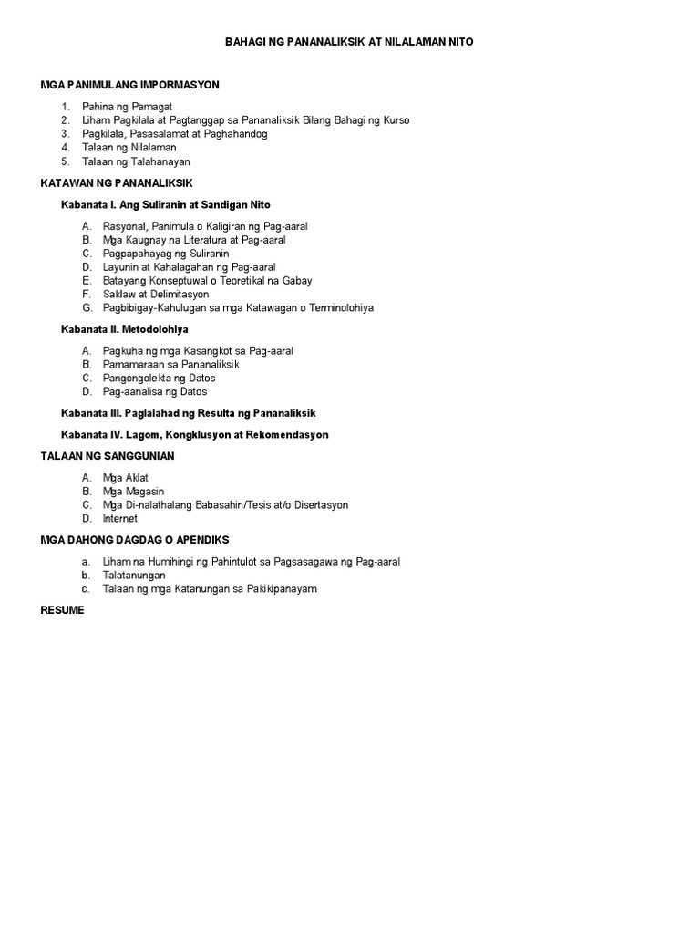 BAHAGI NG PANANALIKSIK AT NILALAMAN NITO.docx BAHAGI NG PANANALIKSIK AT NILALAMAN NITO.docx
