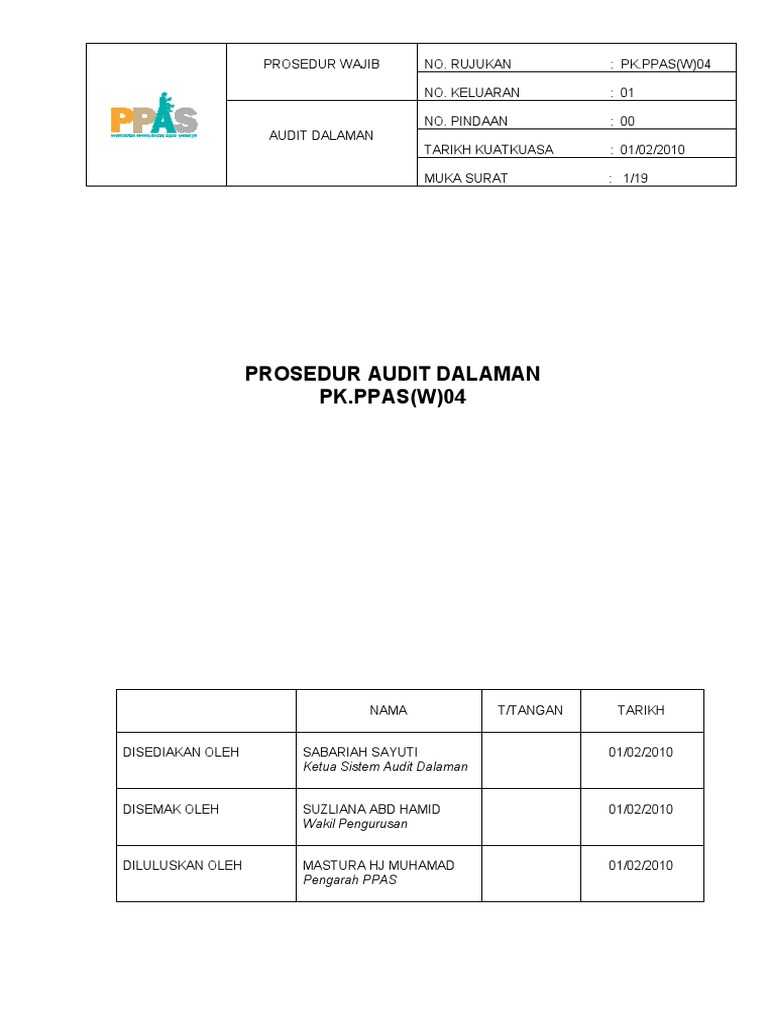 Prosedur Audit Dalaman | PDF