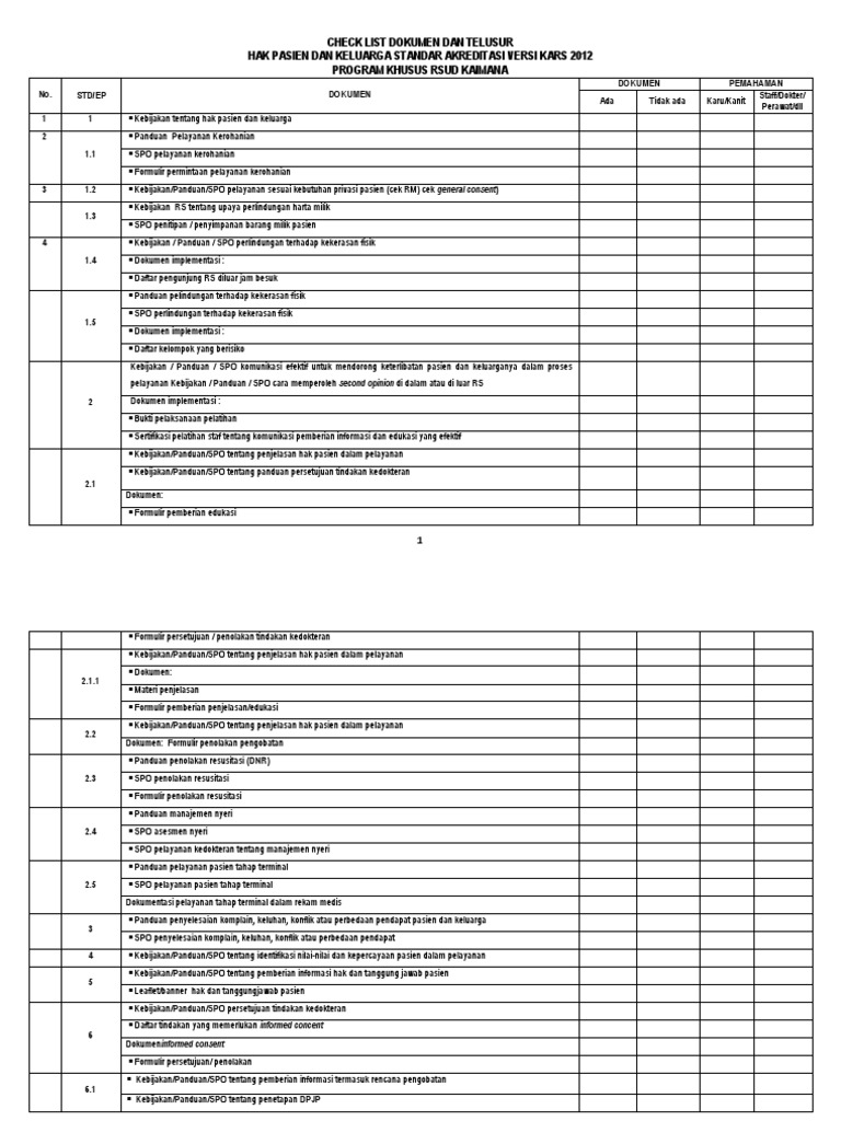 Check List Pokja HPK Final | PDF | Pengembangan Diri | Sains & Matematika