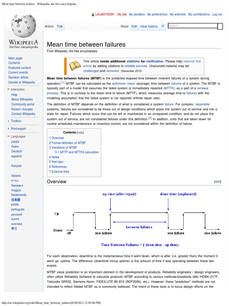 Mean Time Between Failures - Wikipedia, The Free Encyclopedia | PDF ...