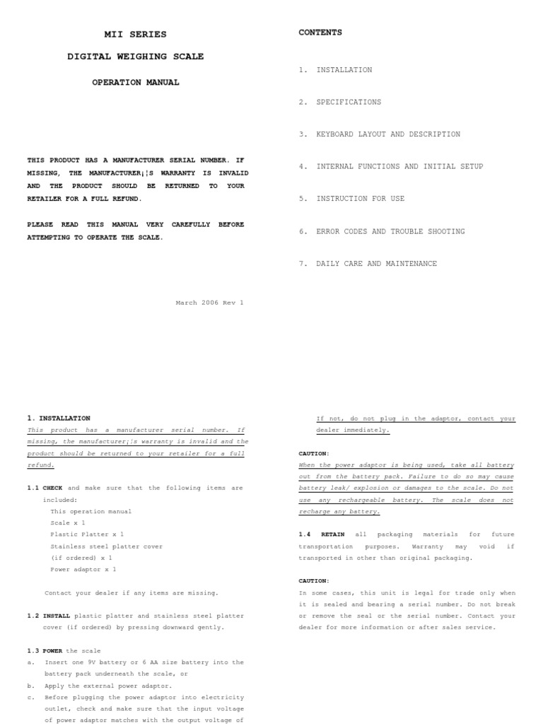 UWE - MII Operation | PDF | Weighing Scale | Weight