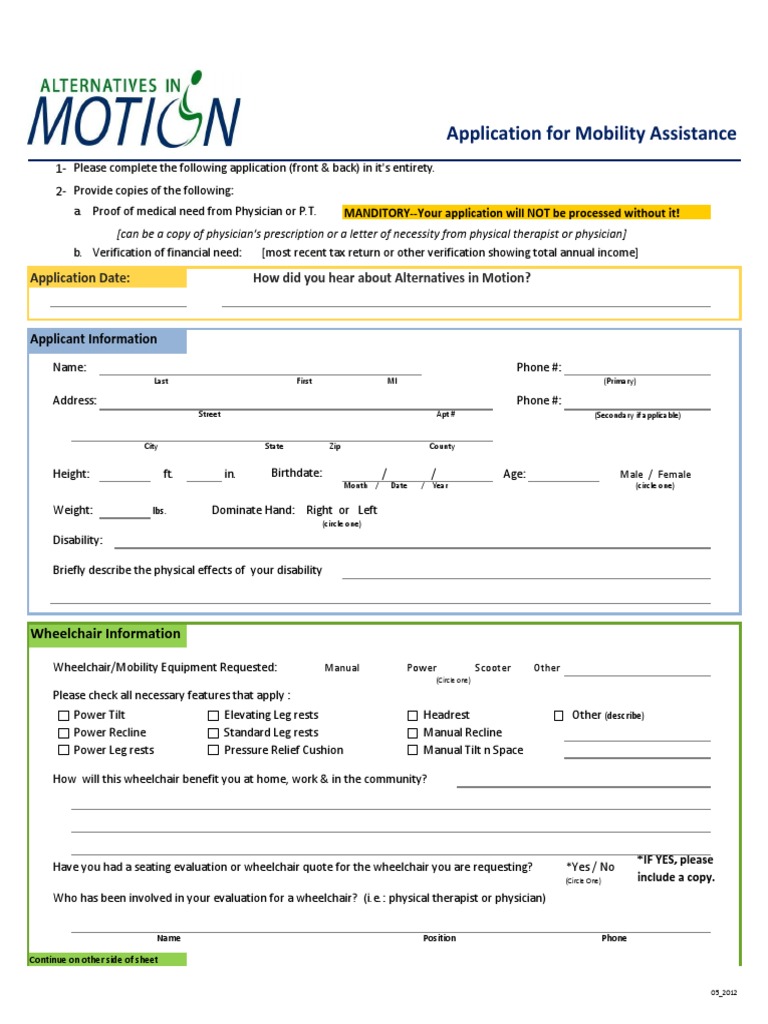 Application For Mobility Assistance: How Did You Hear About ...