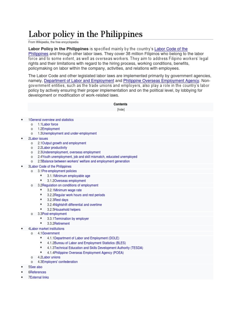 Philippine Labor Policy Overview | PDF | Employment | Unemployment